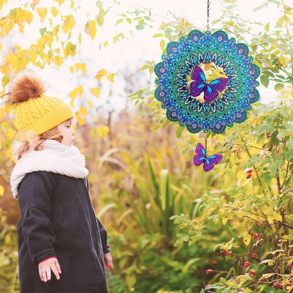 Outdoor Wind Spinner Metal, 12 Inches Butterfly Hanging Wind Spinners ...