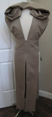 Cosplay Beige sleeveless hooded floor length poplin tabard vest & sash ...