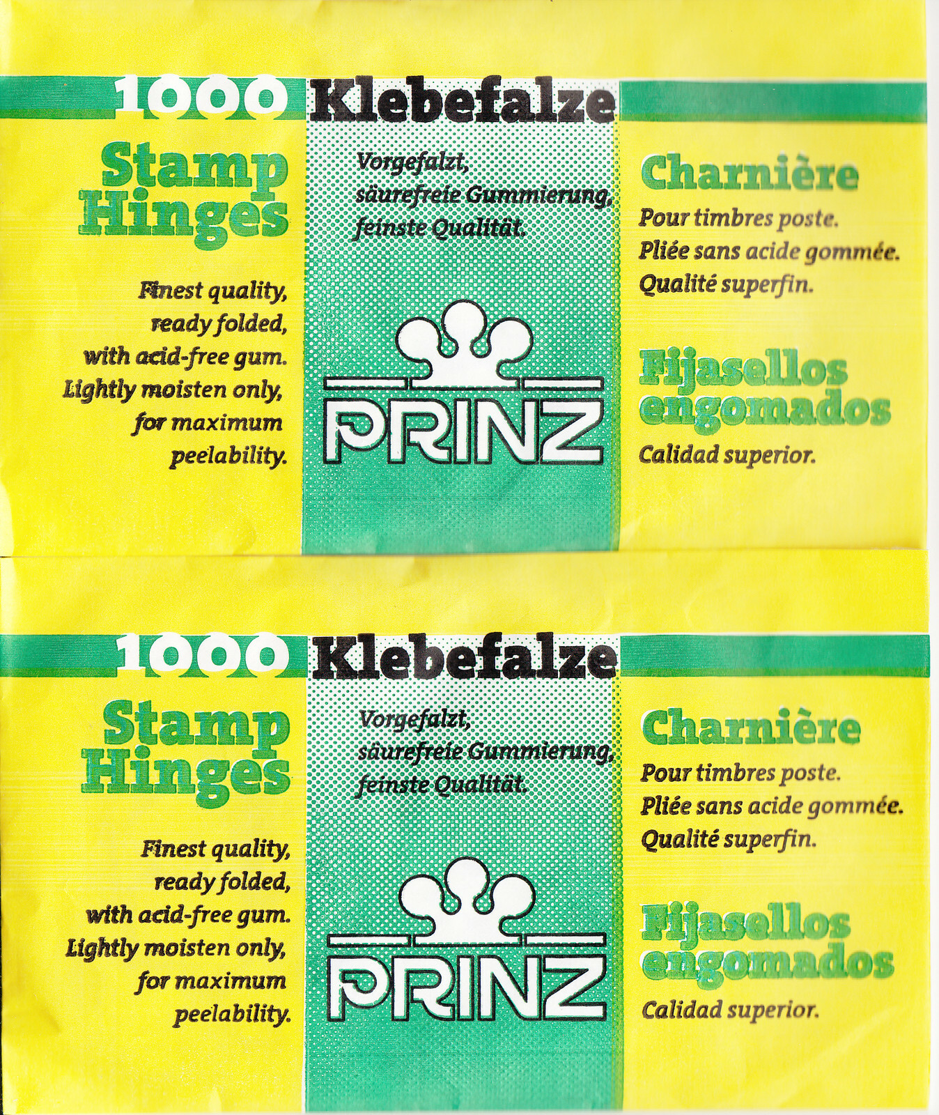 2 UNOPENED PACKS OF PRINZ STAMP HINGES 1000 FOLDED LOWEST PRICE ON EBAY ...