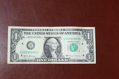 $1 Dollar Bill unique serial number 50598989 | eBay