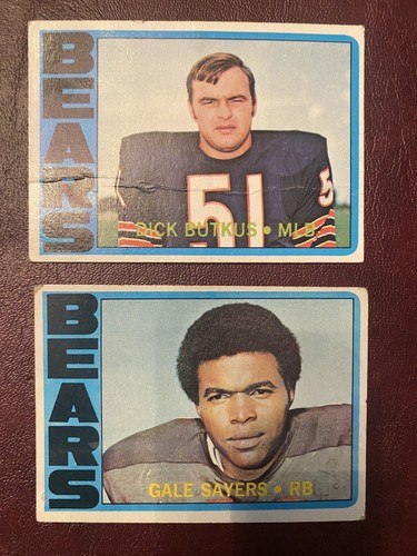 GALE SAYERS DICK BUTKUS COOLEST FOOTBALL BUBBLE GUM CARDS Bears 1972 ...