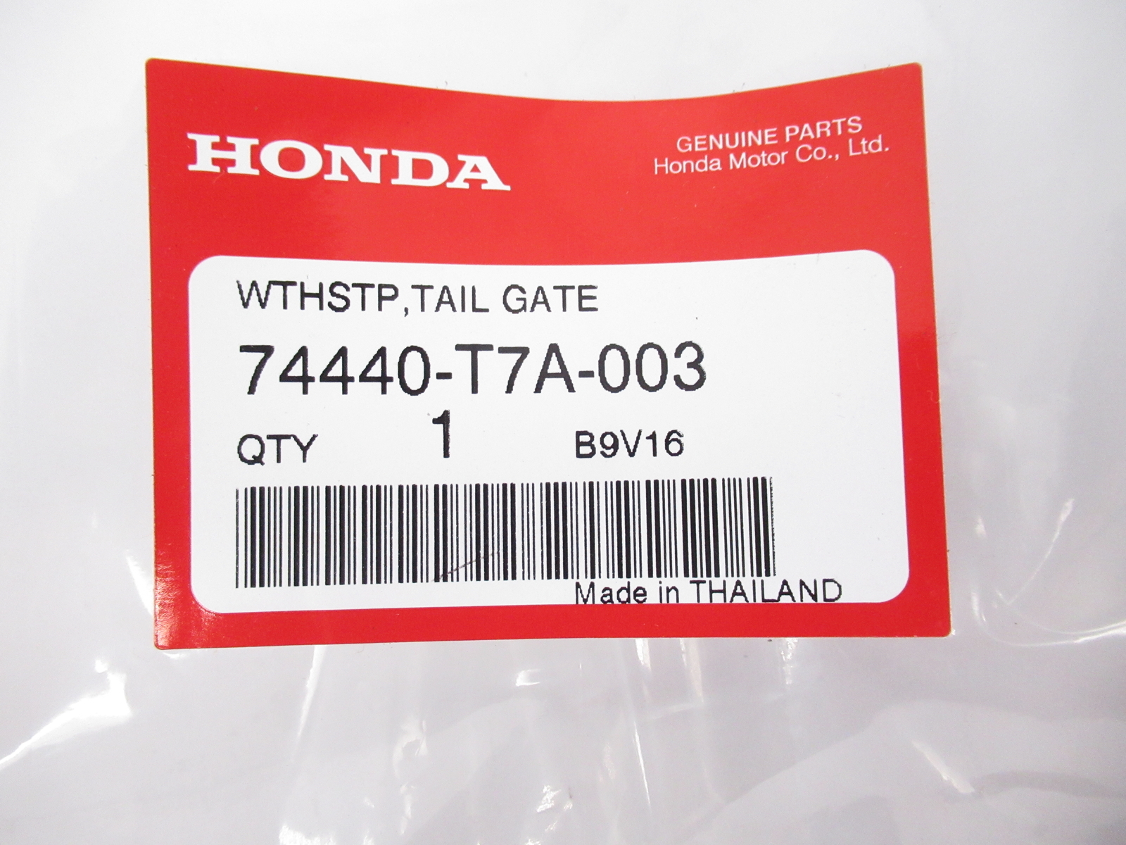 Genuine OEM Honda 74440-T7A-003 Liftgate Hatch Weather Strip Seal 2016 ...