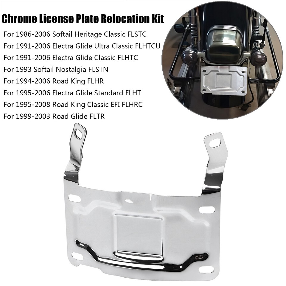 Chrome License Plate Relocation Mount For Harley Softail Custom FXSTC ...
