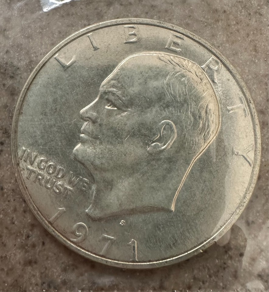 1971 S IKE Eisenhower 40% Silver Dollar US Coin Blue Ike Brilliant ...