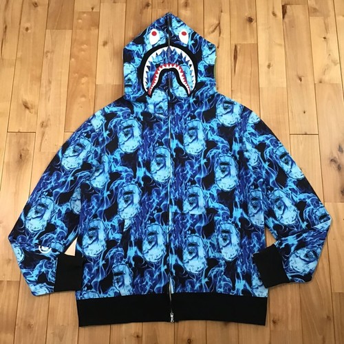 BAPE Flame shark full zip hoodie a bathing ape Fire Size XL | eBay