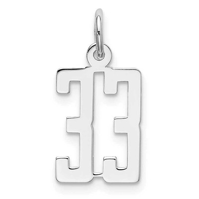 Sterling Silver Rhodium-plated Small Elongated Polished Number 33 Charm ...