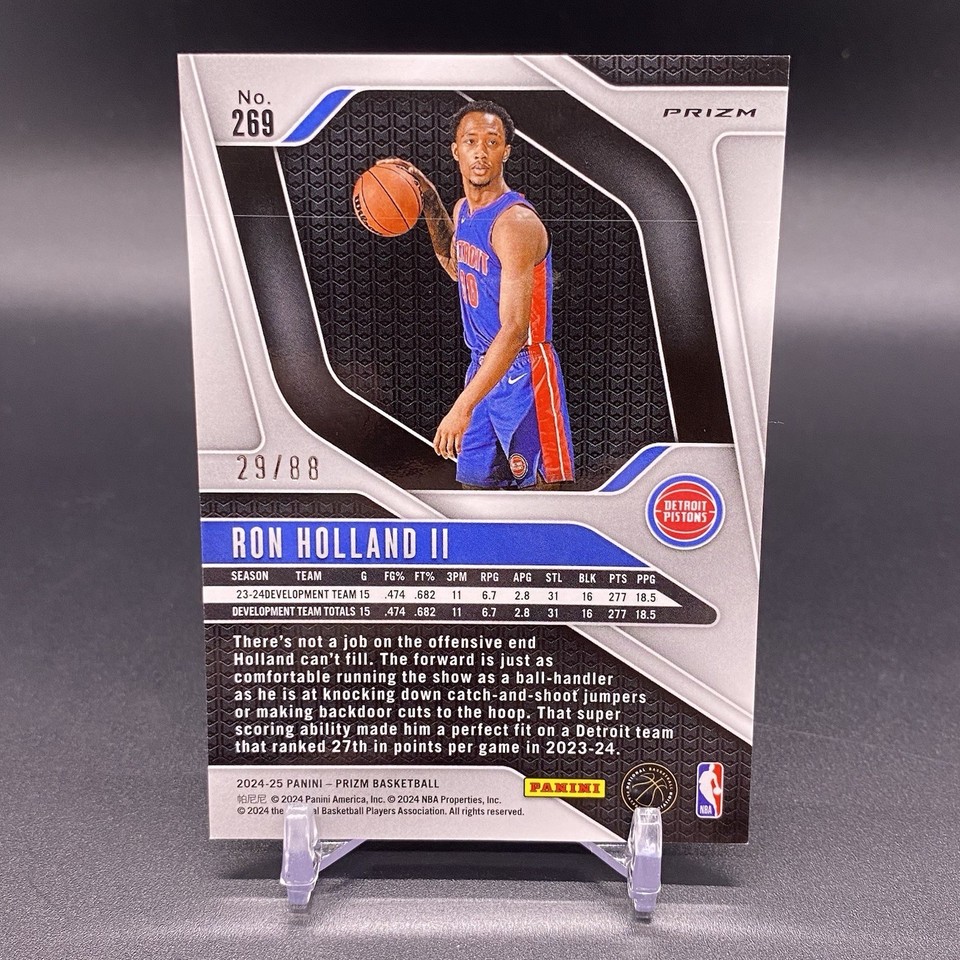#/88! 🚨2024-25 Panini Prizm Ron Holland II RC Detroit Pistons Red ...