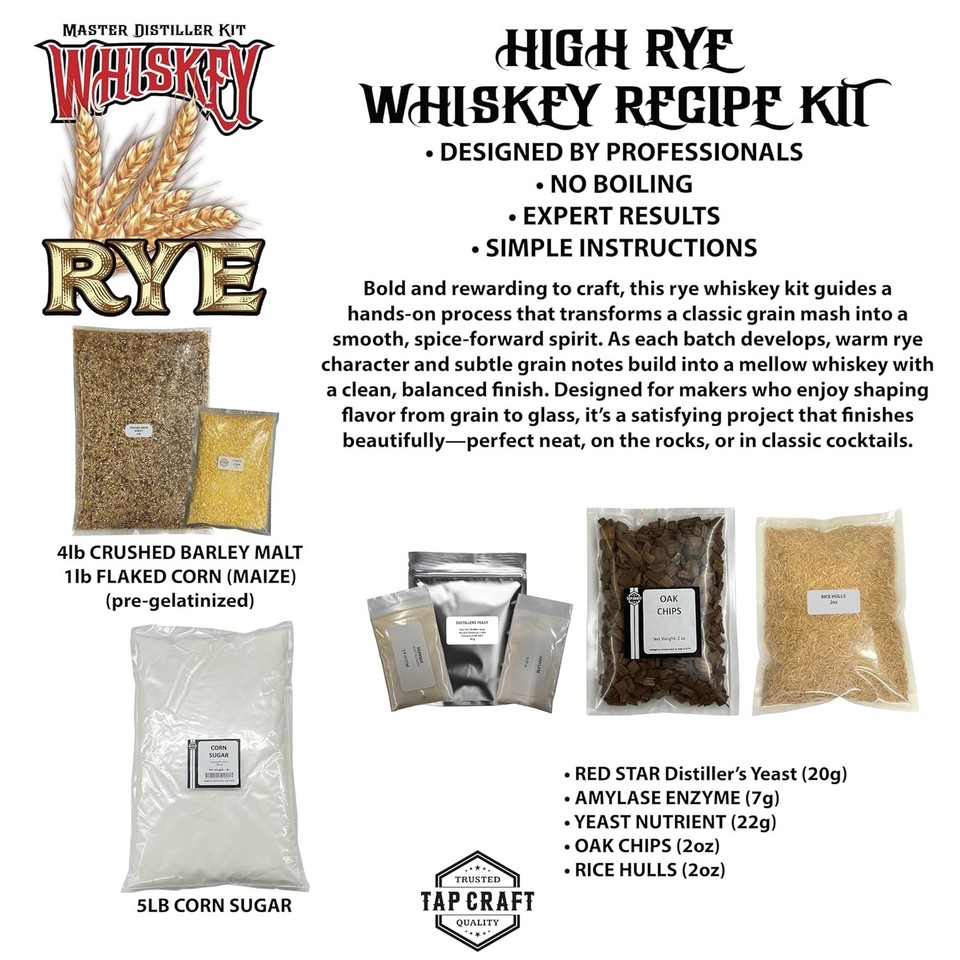 Rye Whiskey Recipe Kit – Craft a Smooth, Spice-Forward Whiskey at Home ...