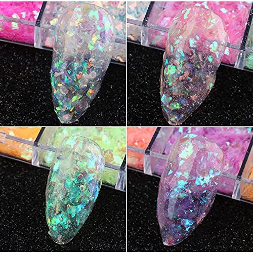 Mermaid Flake Nail Glitter Sequins, Iridescent Ice Slag Nail Glitter 2 ...
