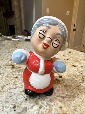 VTG Christmas Plaster Figurine Mrs Santa Claus Homemade Statue Figure 6 ...