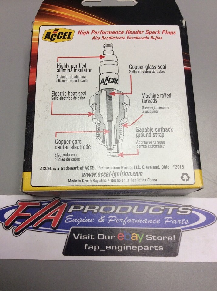 Accel 0414S-4 Shorty Header HP Copper 14mm Gasket Spark Plug 2 Packs ...