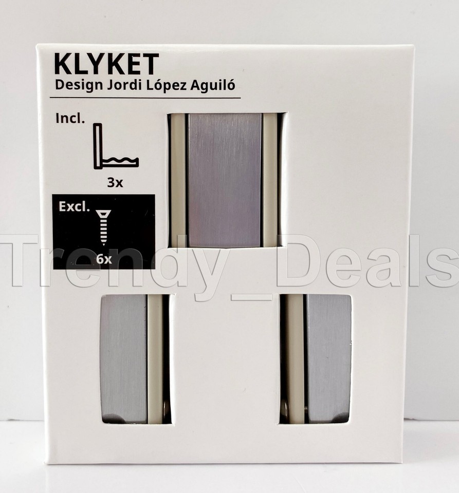 SET of 3 - Ikea KLYKET Foldable Folding Wall Hook Hanger Aluminum/Beige ...