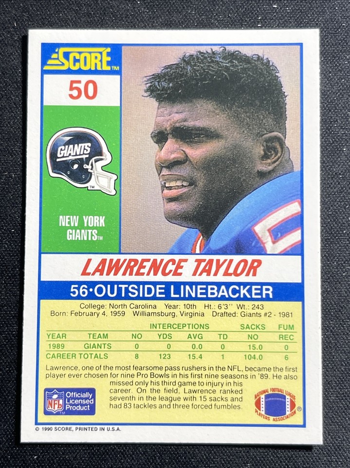 1990 Score Lawrence Taylor card #50 | eBay