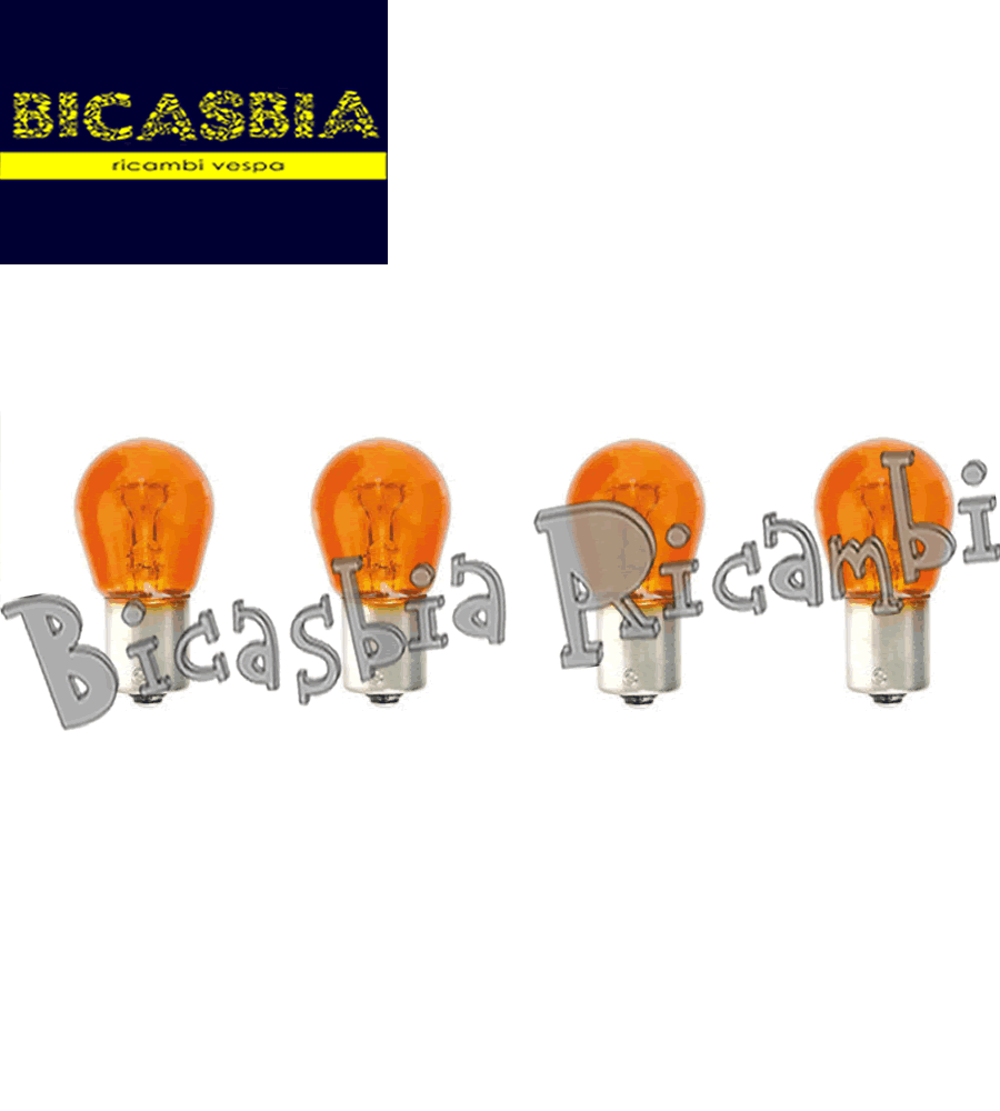 6578 - 4 Orange Bulbs 12 - 21 Turn Signals Vespa 125 150 200 PX ...