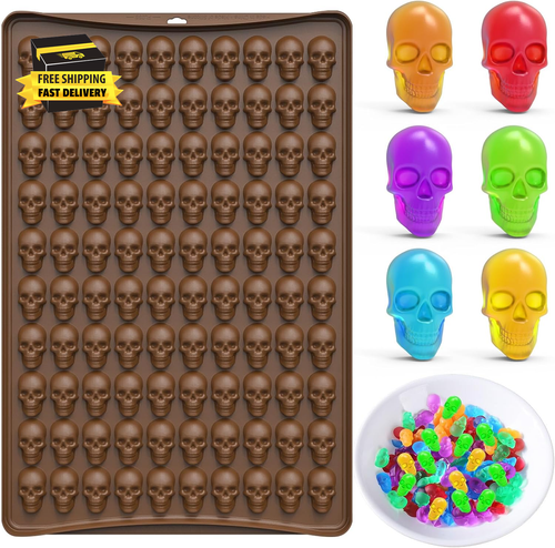 Gummy Skull Candy Molds Silicone, Halloween Molds, 100 Cavity Mini ...