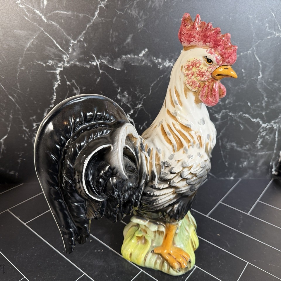 Vintage Large Hand Painted Rooster Made in Italy 17" Tall | eBay