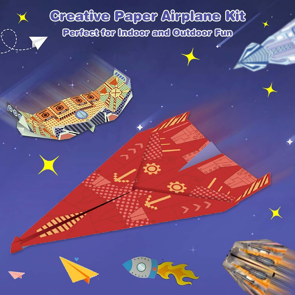 Kids Paper Airplane Kit, Creative Paper Airplane with 16 Classic ...
