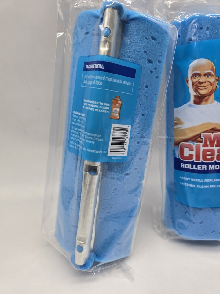 2 MR. CLEAN Roller Mop Refills Easy Replacements Sponge Head. Brand New ...