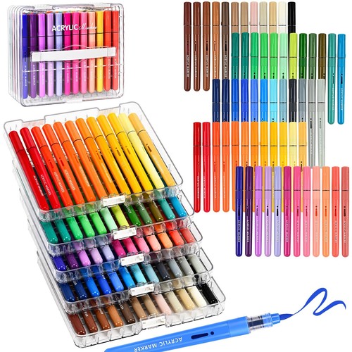 60 Colors Acrylic Paint Markers, Automatic Ink Control System with Soft ...
