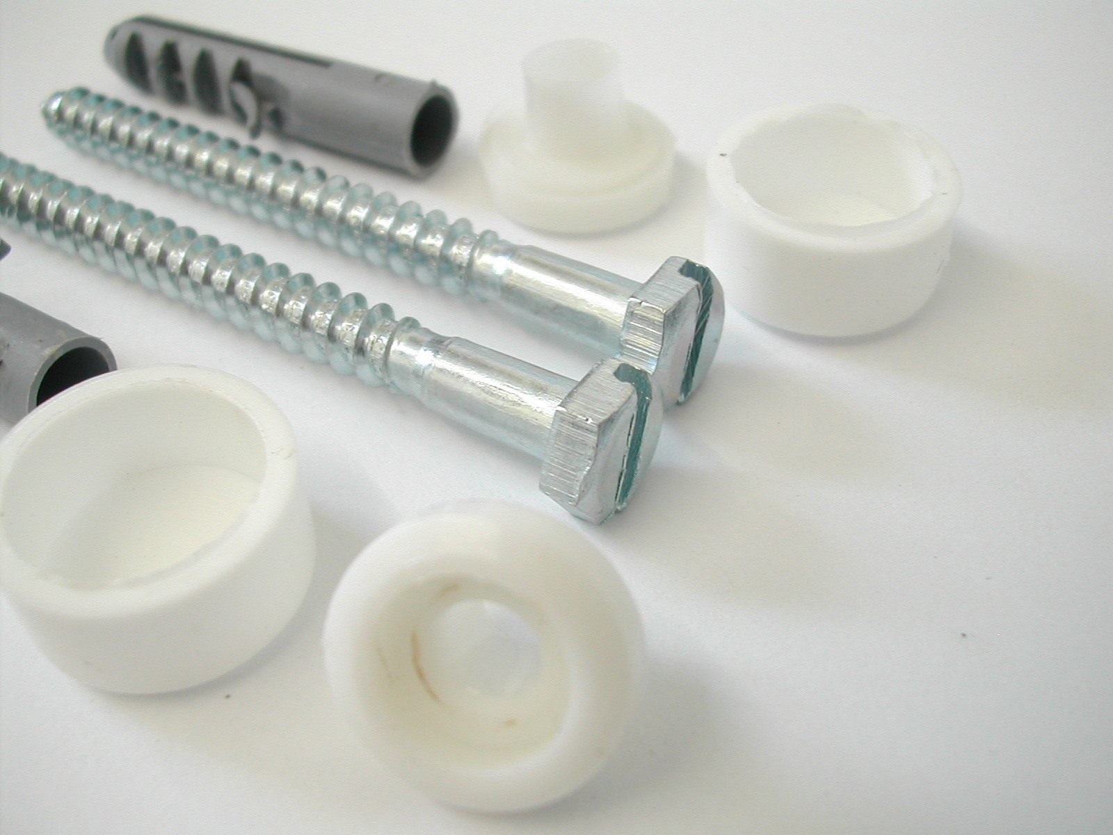 Toilet Pan Floor Fixing Screws With White Cover Caps and Plastic Plugs ...