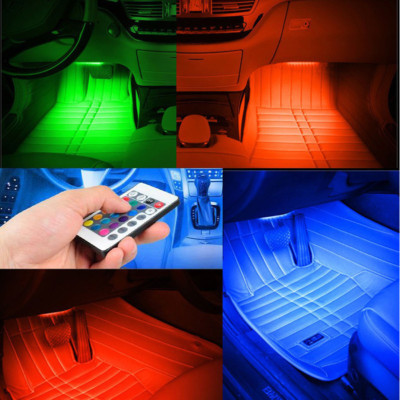 （US）Car LED Light Interior Atmosphere SUV Floor Strip Lamp Remote ...