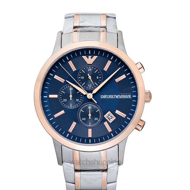 Emporio Armani 43mm Blue Dial Stainless Steel Men's Watch AR80025 for ...