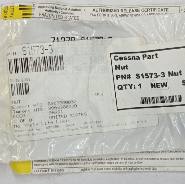 Cessna P/N S1573-3 NUT | eBay