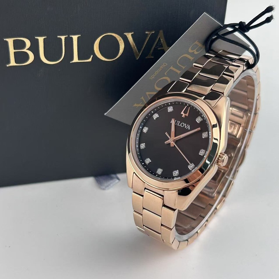 Bulova Surveyor 97P156 Women's Classic Watch Grey Dial Rose Gold Ladies ...
