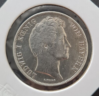 1840 Germany. Silver Coin 1 Gulden LUDWIG I KOENIG V. BAYERN XF issue C ...