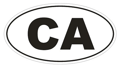 CA California OVAL Bumper Sticker or Helmet Sticker D450 Canada Country ...