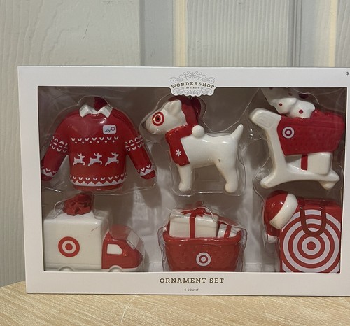 Ceramic Target Christmas Tree Ornament Set 6pc Red / White Wondershop ...