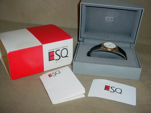 Vintage 1997 Esq Swiss Esquire Quartz Watch Gold Tone 300328 W/box for ...