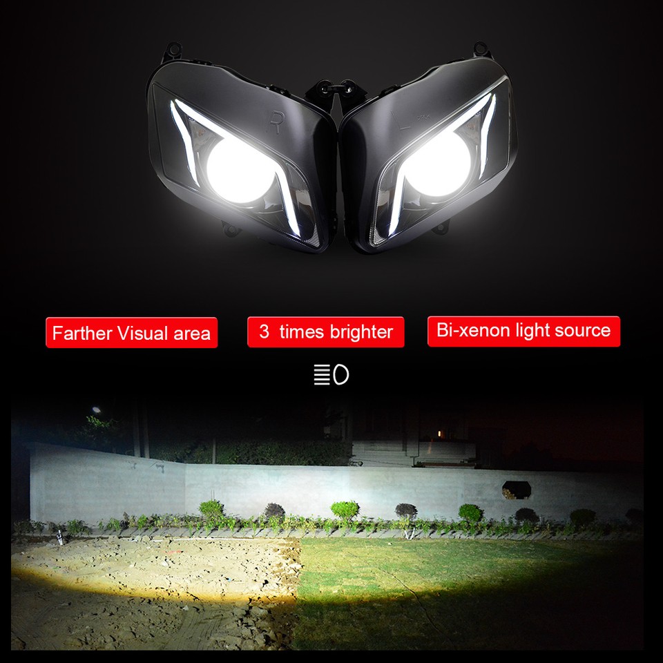 1X LED Headlight Assembly for Honda CBR600RR 07-12 Bike Front Lamp HID DRL White | eBay