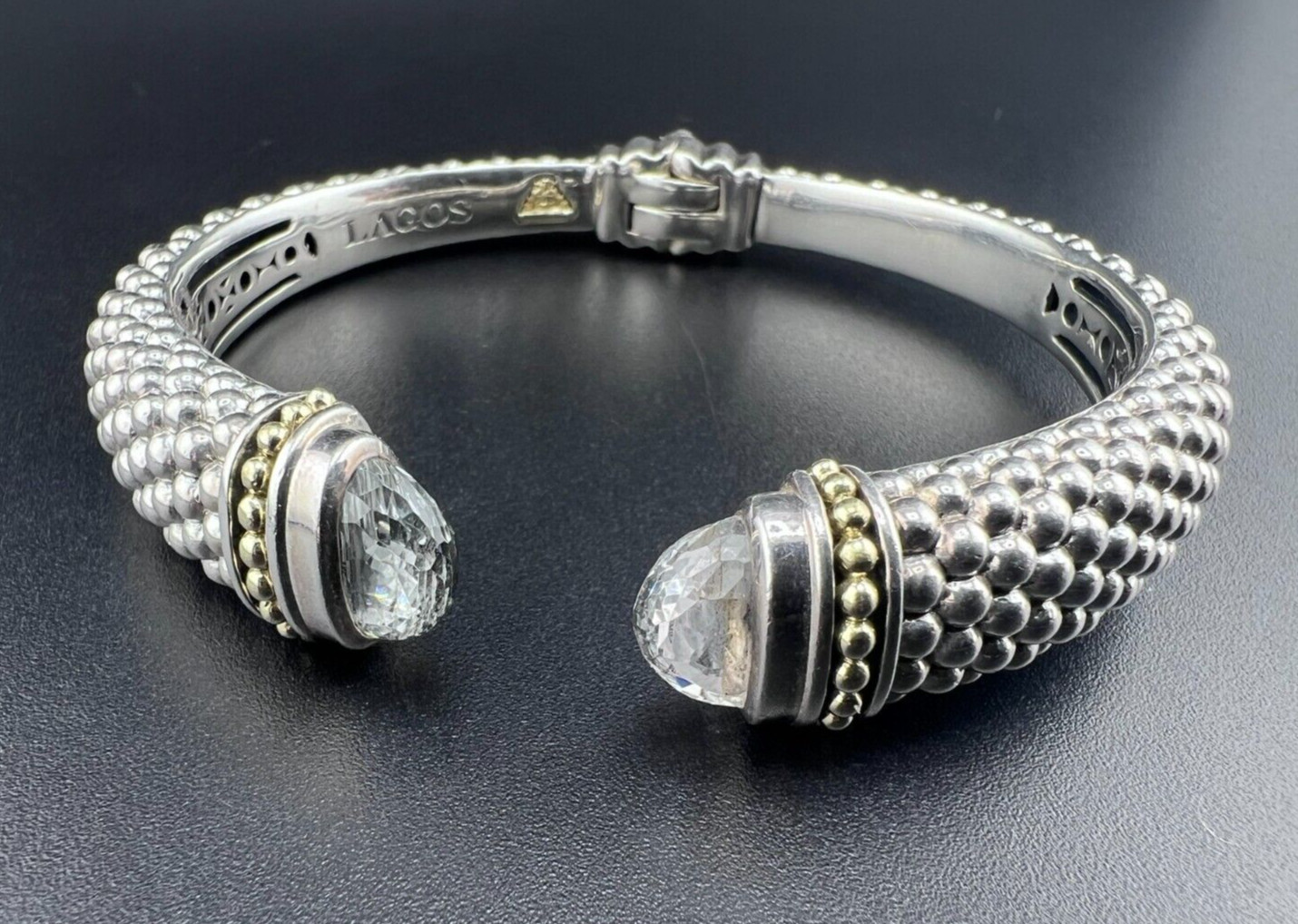 LAGOS STERLING SILVER 925 18K YELLOW GOLD CAVIAR WHIT… - Gem