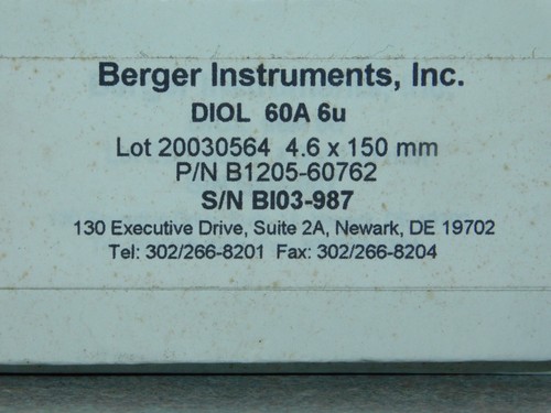 BERGER INSTRUMENTS HPLC COLUMN B1205-60762 DIOL 60A 6U 4.6X150MM | eBay