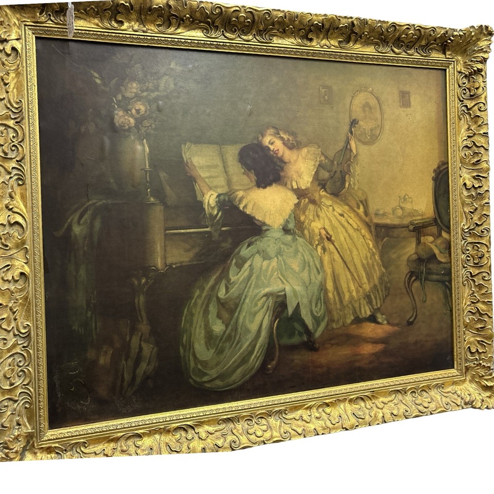 Girls At The Piano The Rehearsal Louis Jambor Antique Painting ...