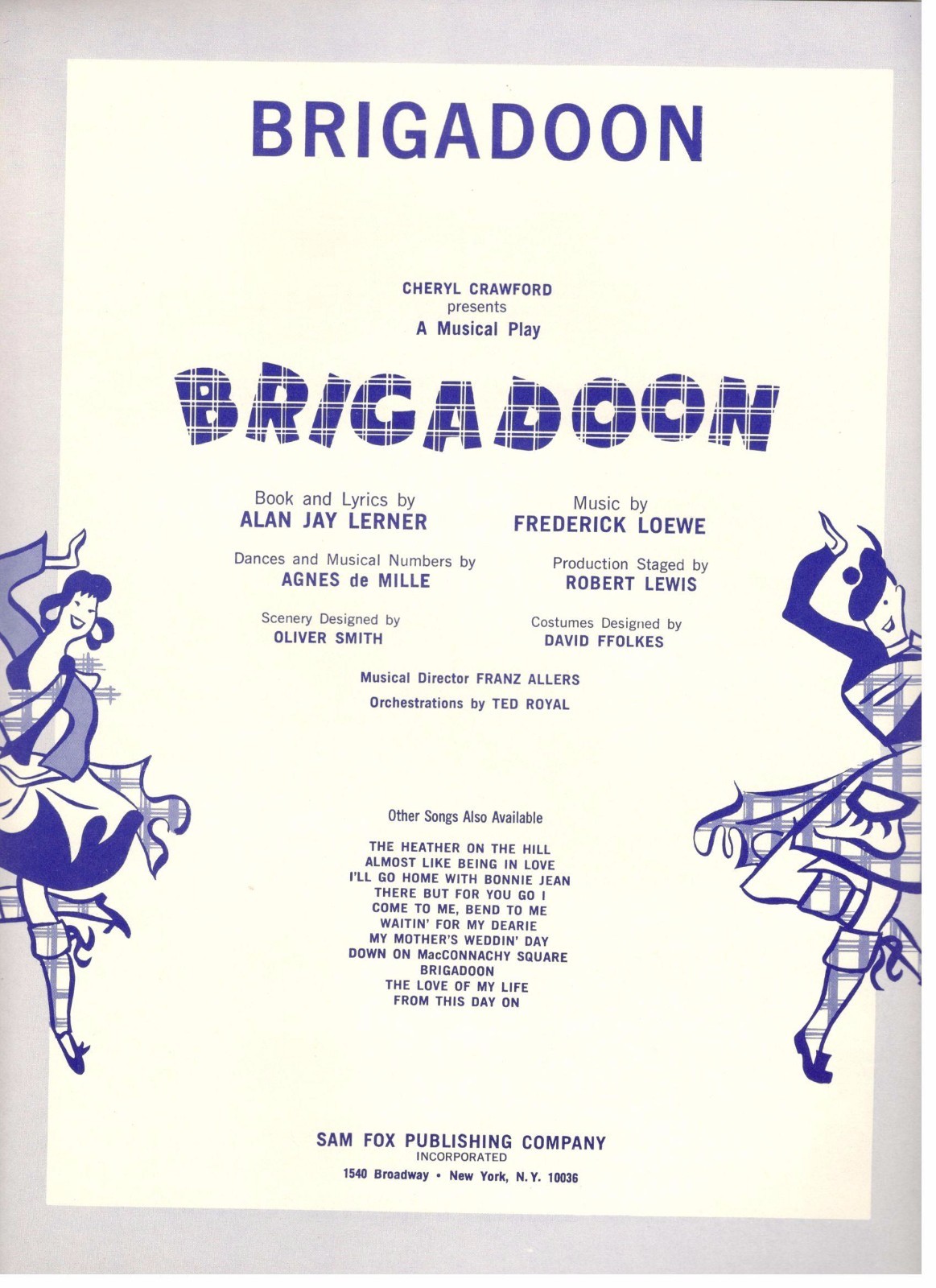 "BRIGADOON" SHEET MUSIC-A MUSICAL/CHERYL CRAWFORD/LERNER/LOEWE-1947 ...