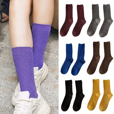Women's Socks Shiny Socks Foot Socks Mid-tube Socks Retro Hosiery ...