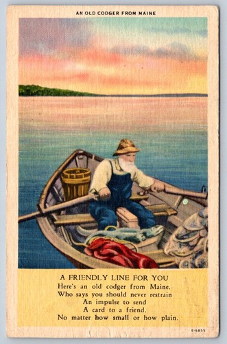 An Old Codger From Maine, Vintage Linen Postcard | eBay