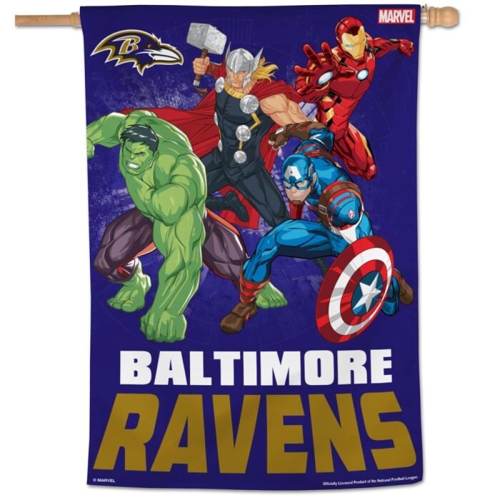Wincraft NFL Marvel Baltimore Ravens Avengers Marvel Vertical Flag 28 ...