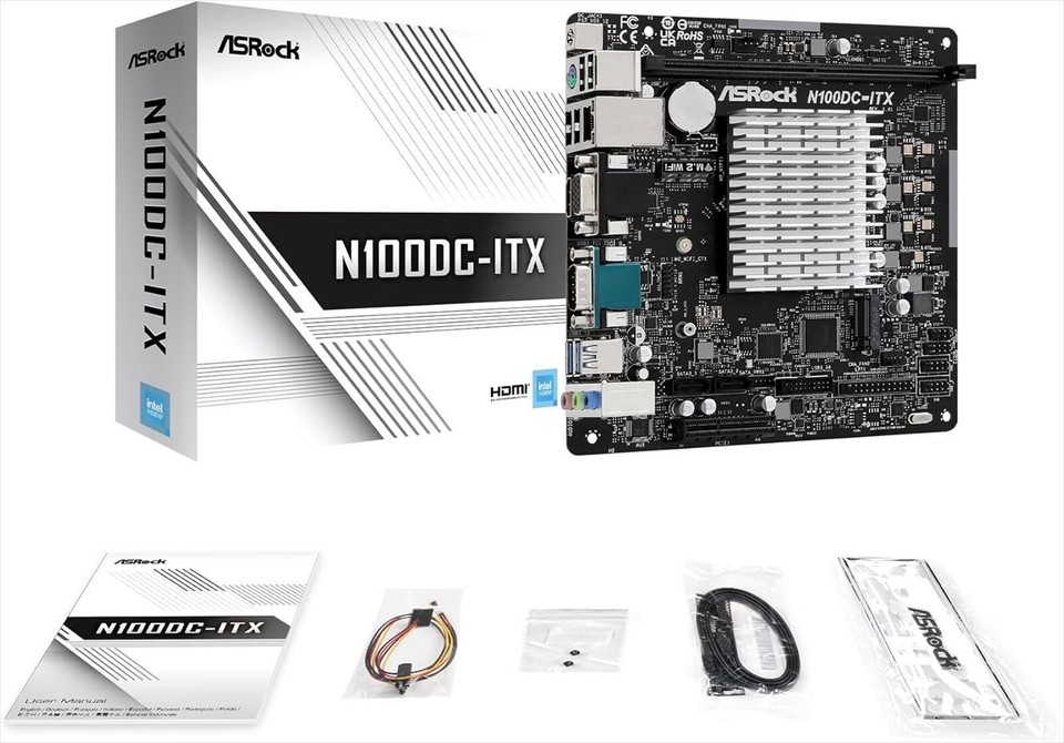 ASRock Onboard CPU Fanless Motherboard N100DC-ITX Mini ITX with Intel ...