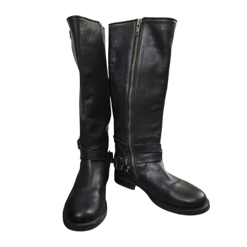 Frye Black Harness Engineer Knee-High Side Zip Riding Boots Sz 6B | eBay