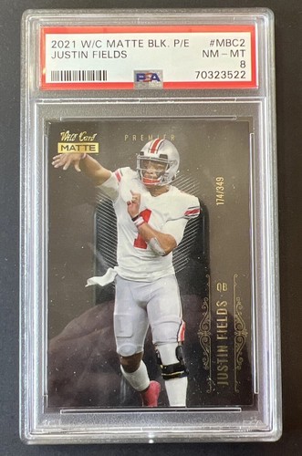 2021 WILD CARD MATTE BLACK #MBC2 /349 JUSTIN FIELDS ROOKIE RC PSA 8 NFL Football | eBay