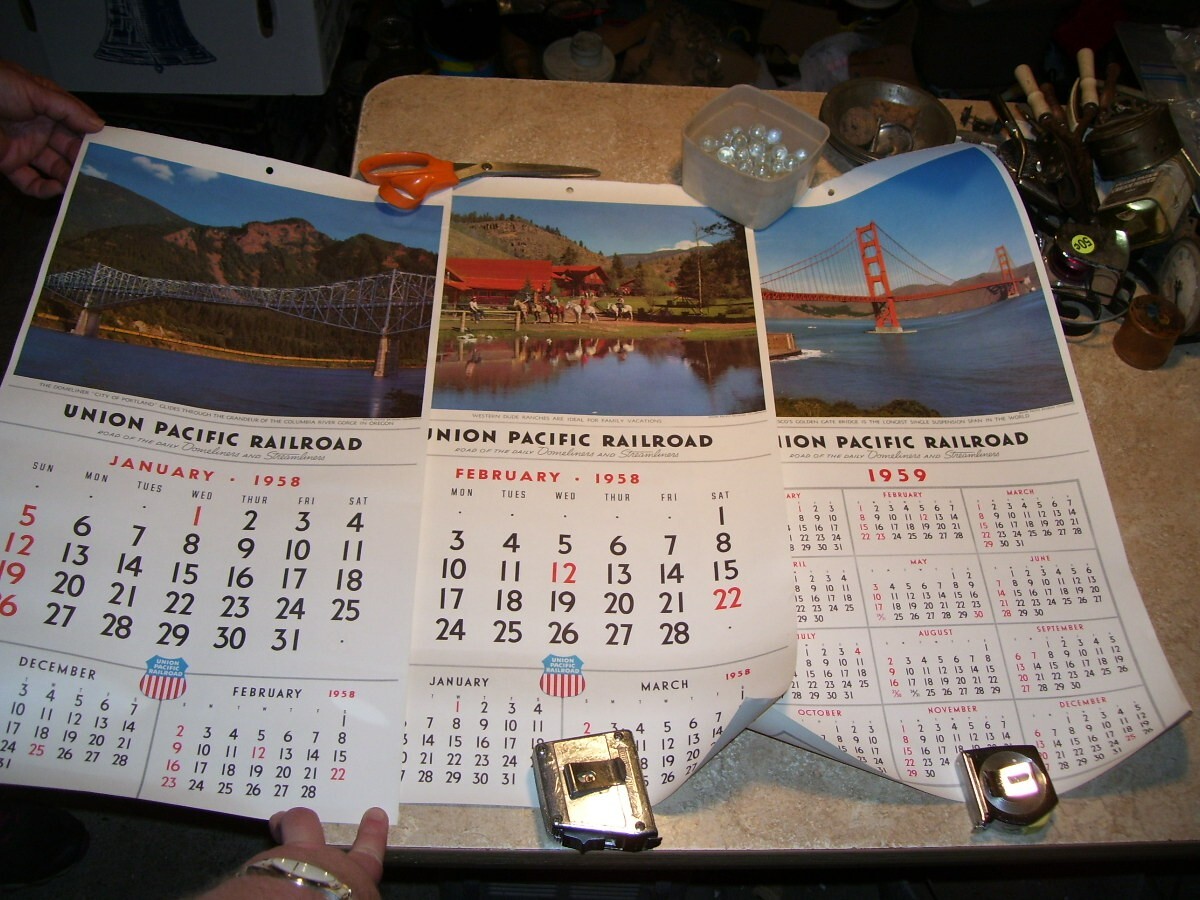 Lot of 1958-1959 Union Pacific Railroad Calendars | eBay
