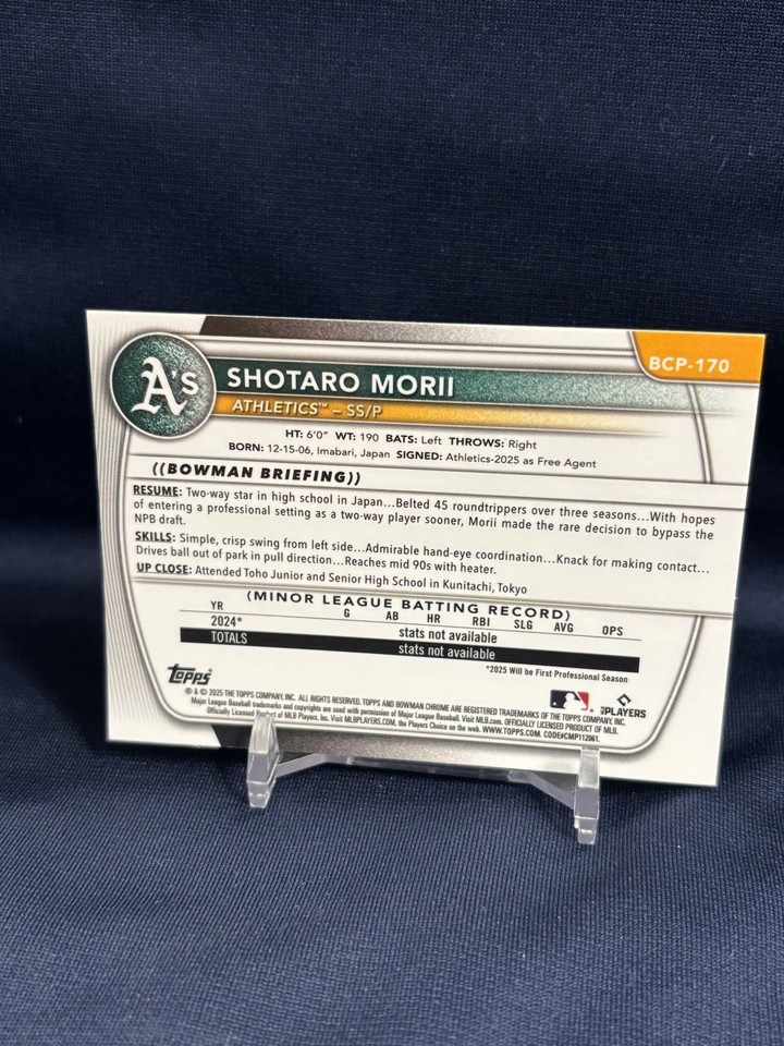2025 Bowman Chrome Shotaro Morii 1st Chrome Prospects Card #BCP-170 | eBay