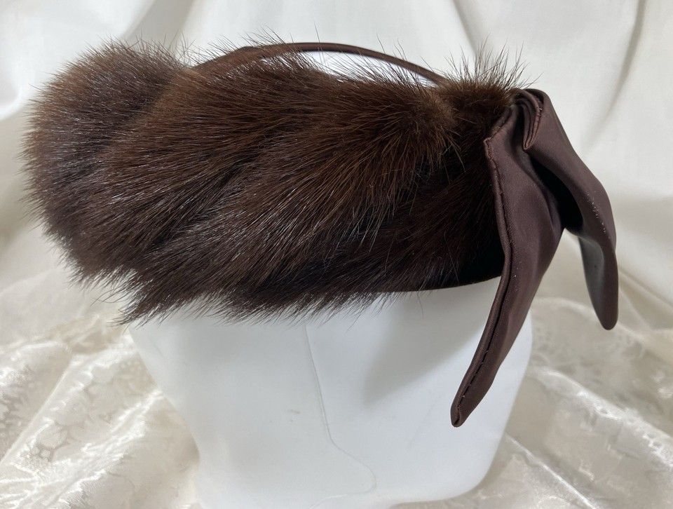 Lady Bess Vintage Velvet Mink Fur Women Formal Fascinator Hat With ...