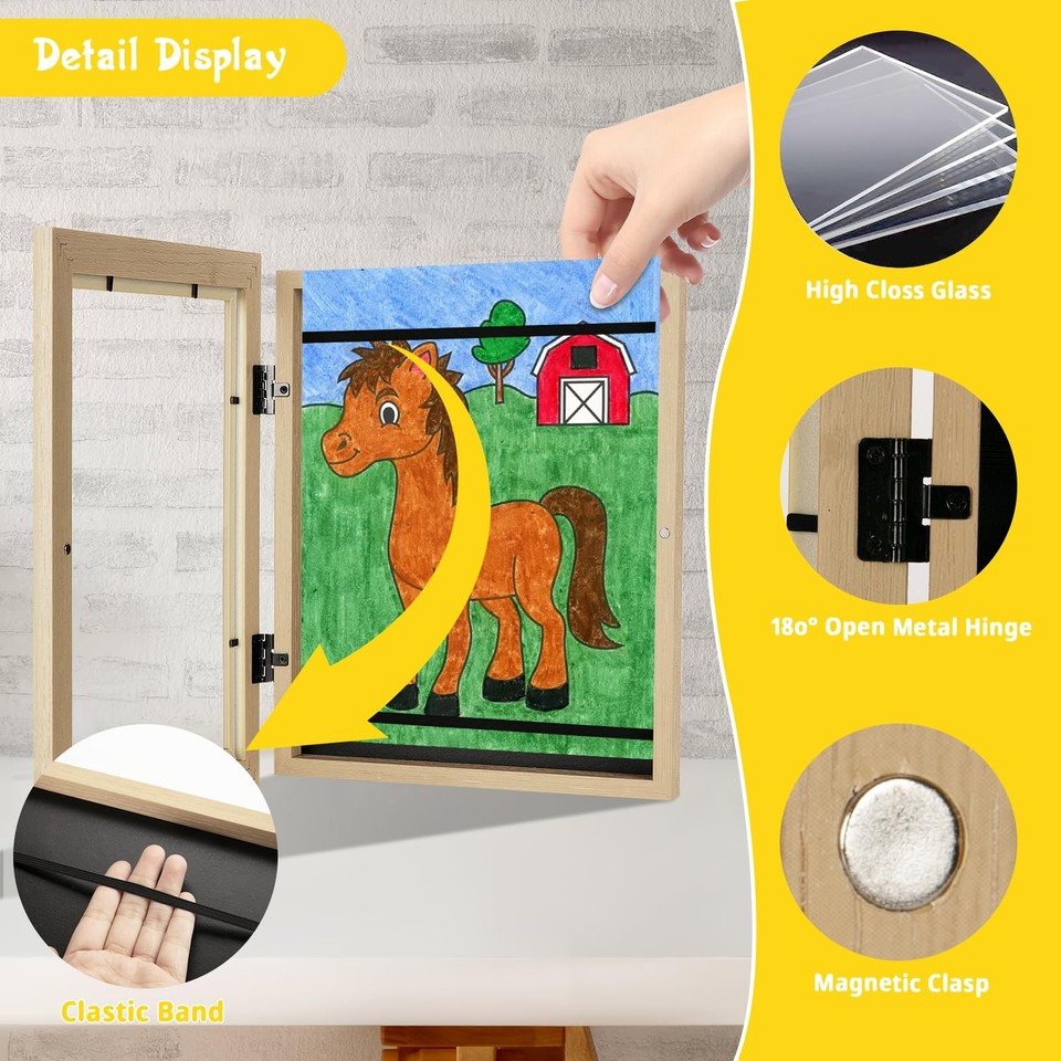 3 Pack 8.5x11 Kids Art Frames Natural, Kids Artwork Frames Changeable ...
