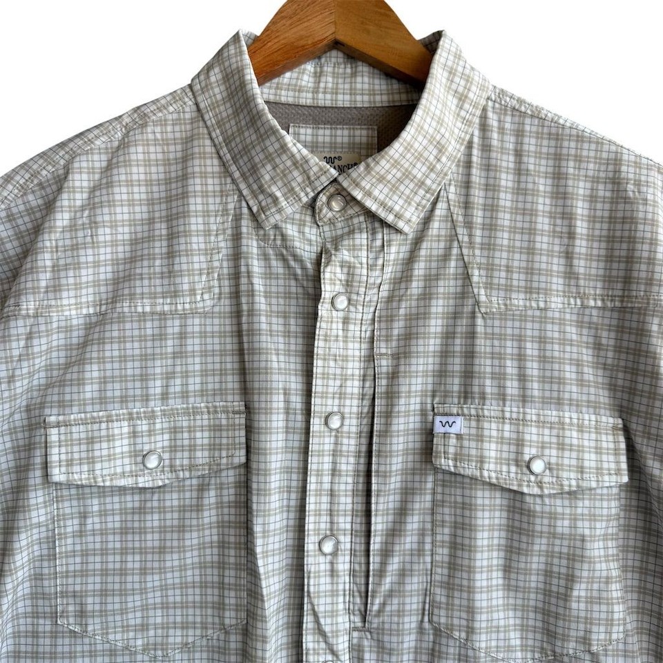 KING RANCH Performance Pearl Snap Shirt Men's M Tan Laguna Madre Short ...