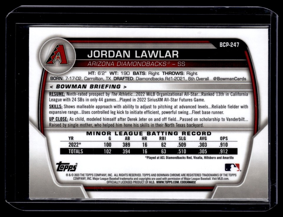2023 Bowman Chrome Mega Jordan Lawlar Arizona Diamondbacks #BCP-247 | eBay