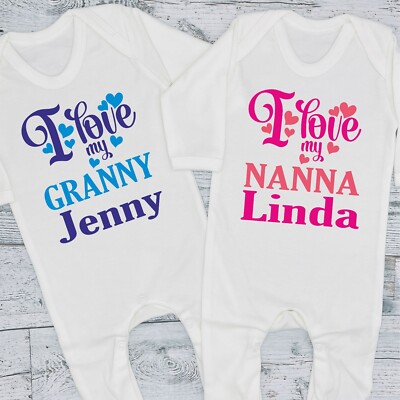 I Love My Nanny Nanna Grandma Nanna Nan Granny Personalised Baby Bib ...